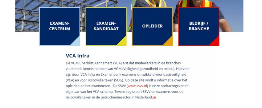 Nieuwe website en VCA-examens voor VCA Infra - eX:plain